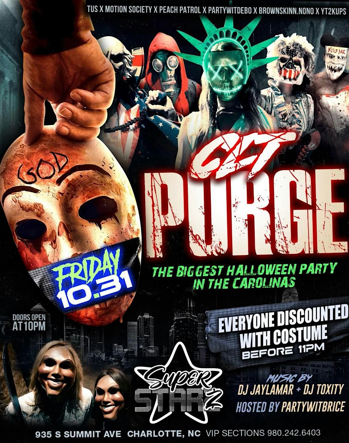 THE CLT PURGE HALLOWEEN COSTUME PARTY at Superstarz CLT, Charlotte on ...